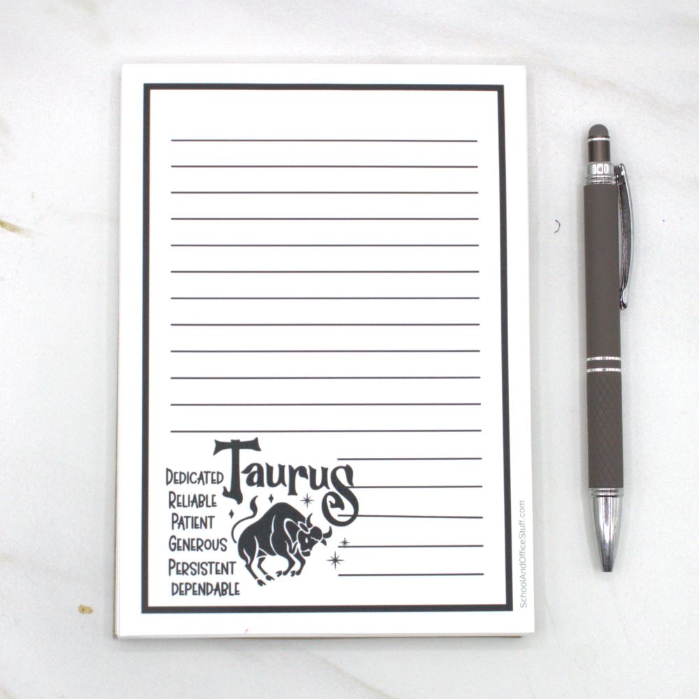 Taurus Zodiac Notepad - School and Office Stuff