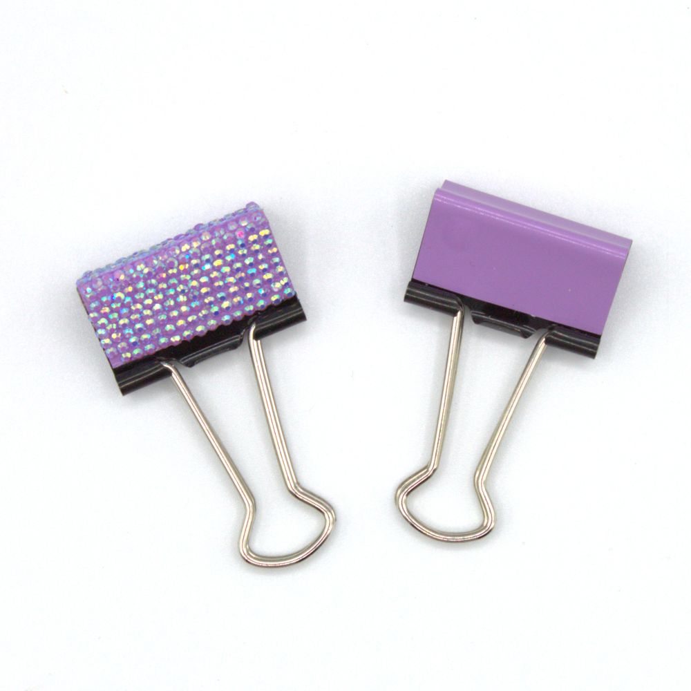 Lavender Rhinestone Binder Clips - School and Office Stuff