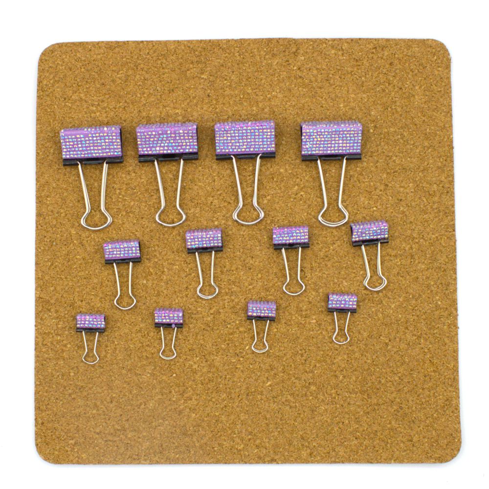 Lavender Rhinestone Binder Clips - School and Office Stuff