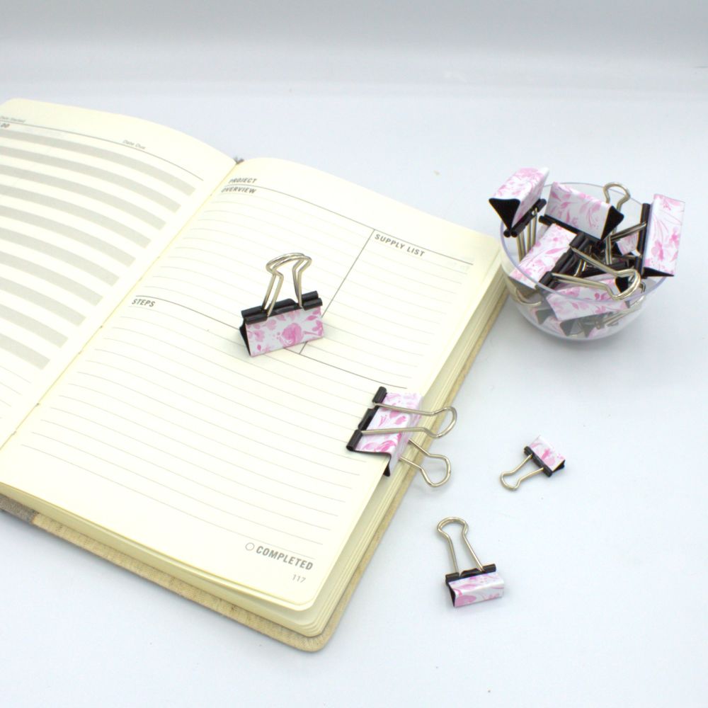 Pink Flower Binder Clips - School and Office Stuff